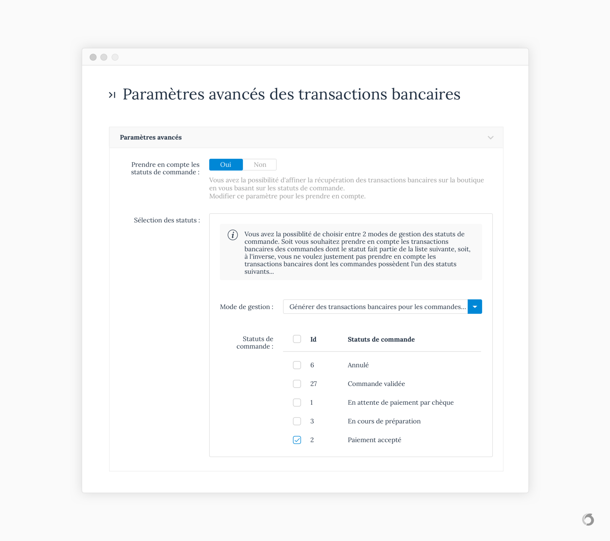 Les transactions bancaires – OpenSi Connect