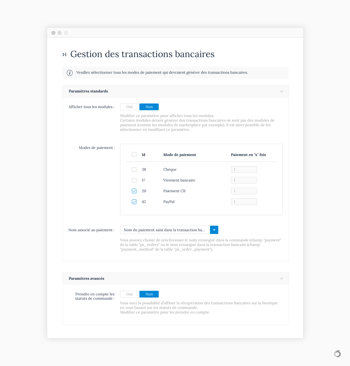 Les transactions bancaires – OpenSi Connect